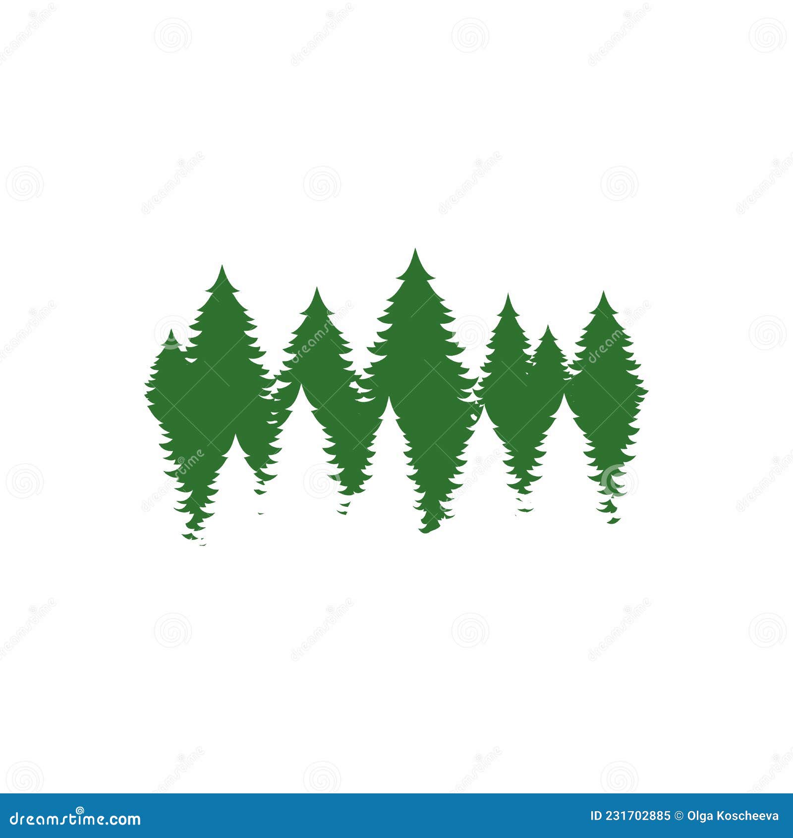 Vector Drawing of a Coniferous Forest Stock Vector - Illustration of ...