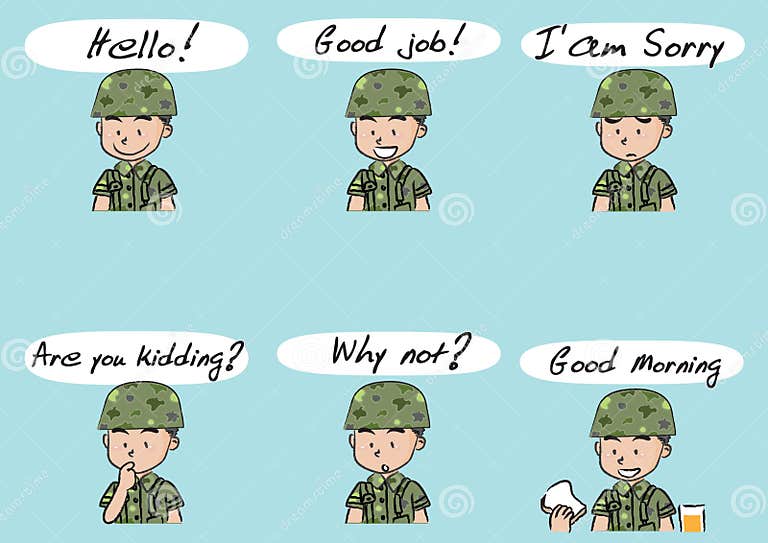 Vector drawing cute army stock vector. Illustration of high - 84762116