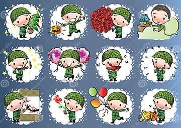 Vector drawing cute army stock vector. Illustration of lines - 84762615