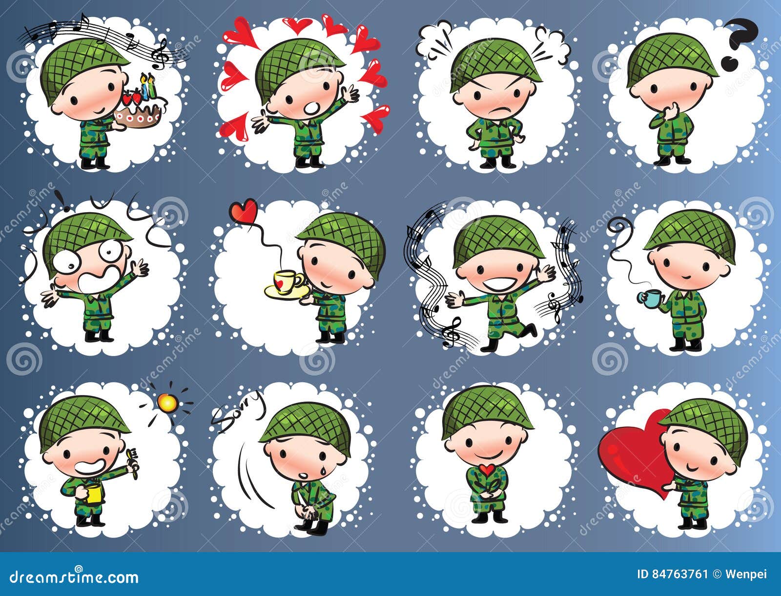 Vector drawing cute army stock vector. Illustration of little - 84763761