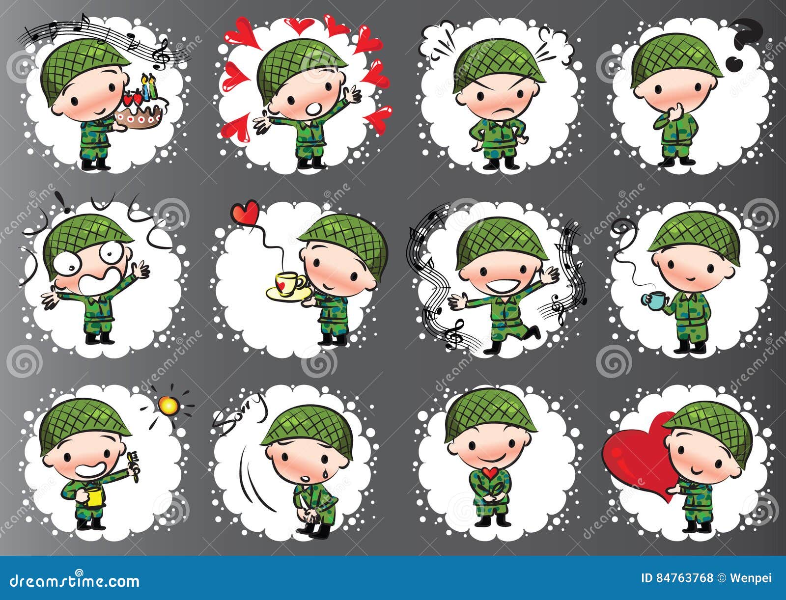Vector drawing cute army stock vector. Illustration of cartoon - 84763768
