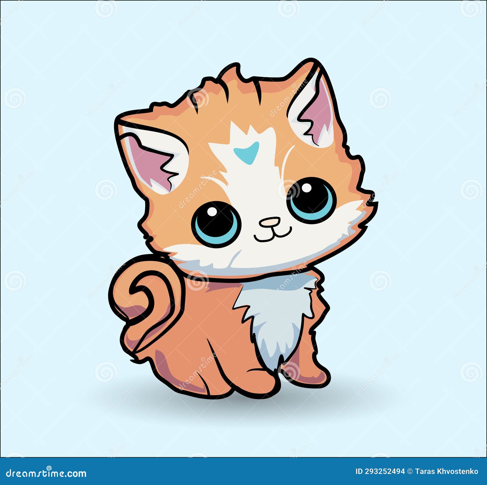 Drawing of a cute kitten stock vector. Illustration of beautiful ...