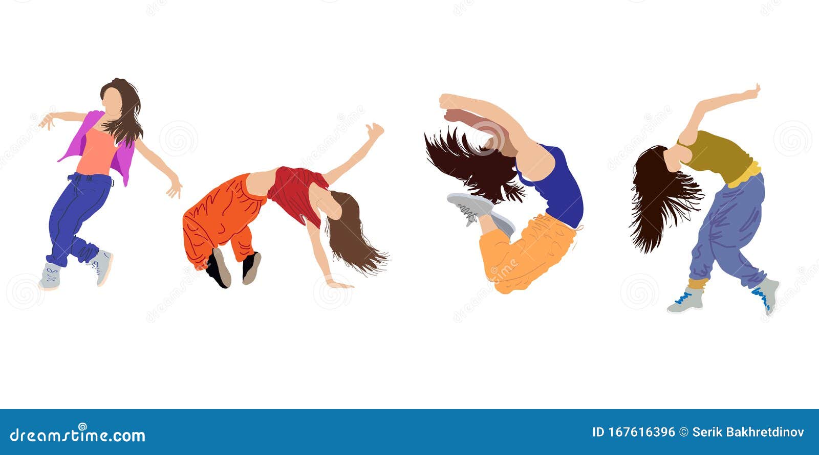 Dancing Young Woman, Modern Dance. Concept Dance School. Vector ...