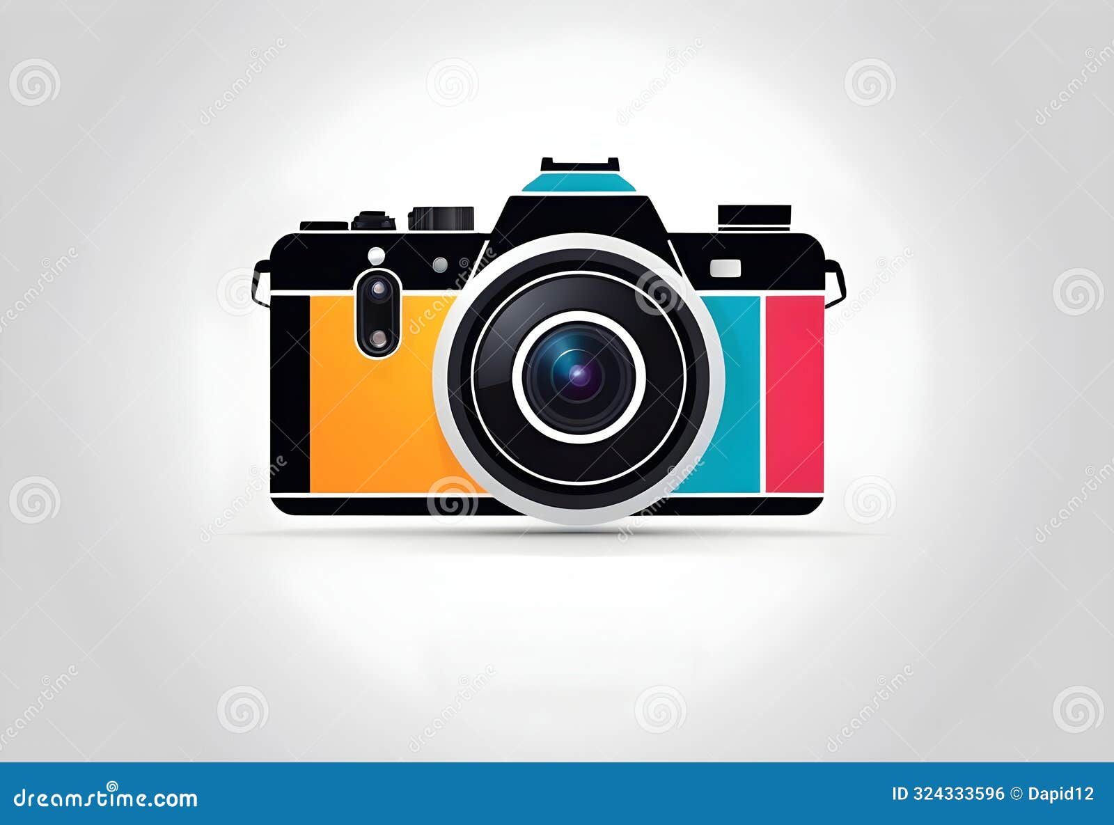 A Vector Drawing of a Digital Camera with a Colorful Border and a Blue ...