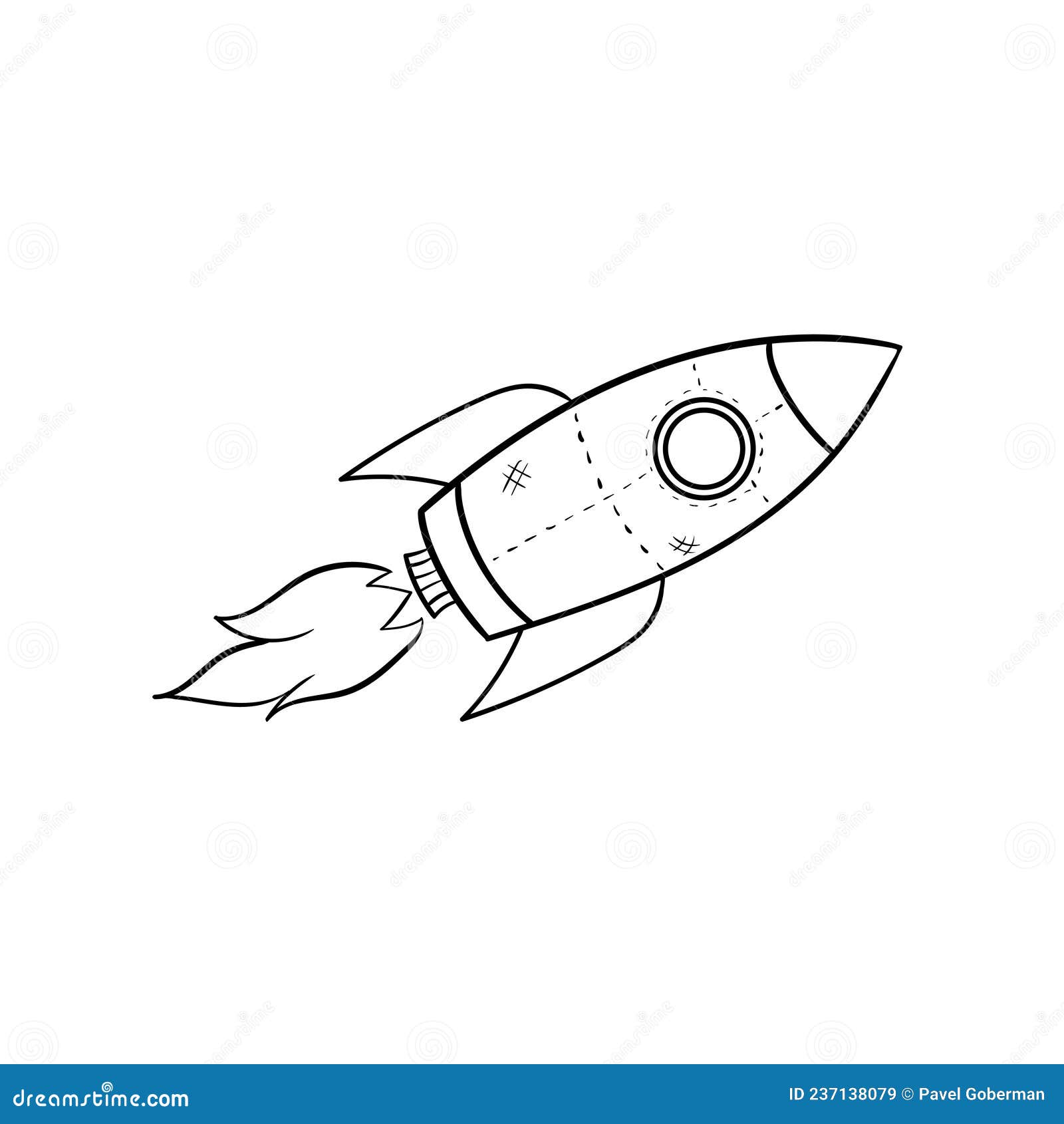 Vector Drawing Doodle Rocket, Cartoon Illustration, Isolated Stock ...