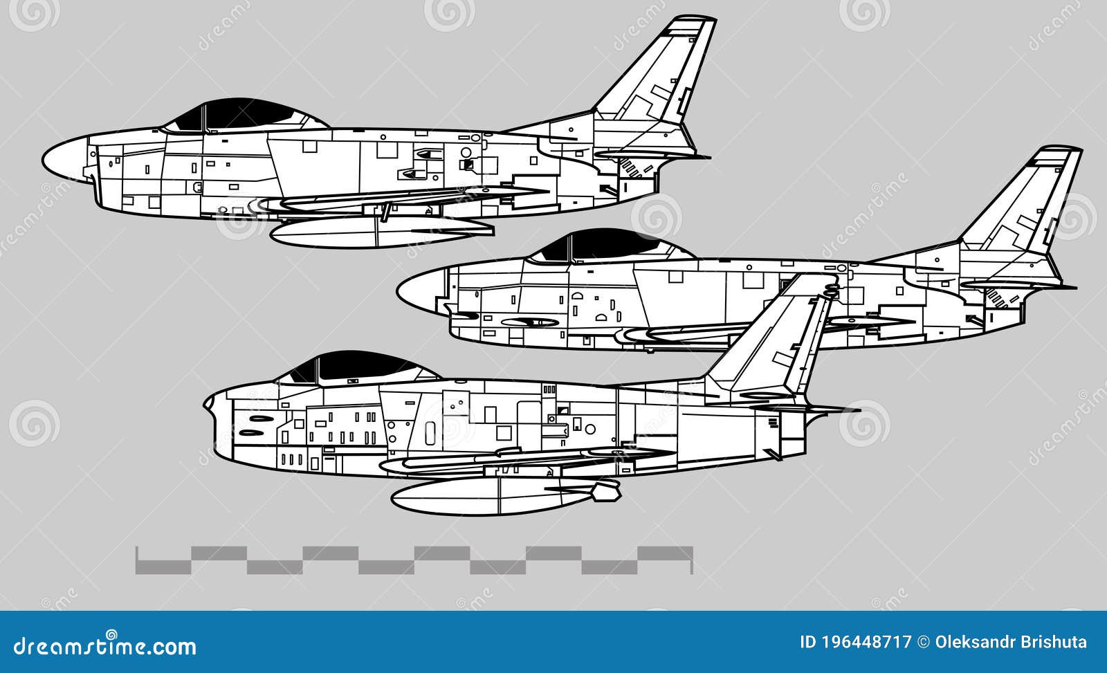 North American F-86 Sabre. Vector Drawing of Early Jet Fighter. Stock ...