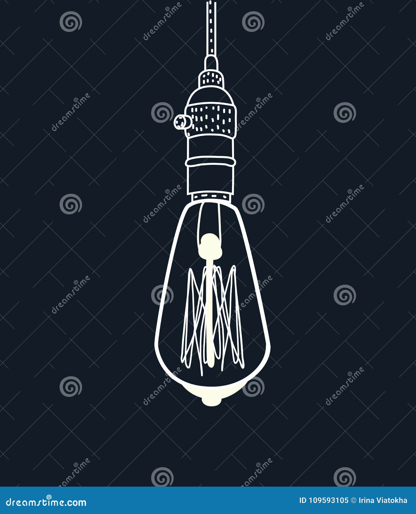Vector Drawing of an Edison Lightbulb Stock Vector - Illustration of ...