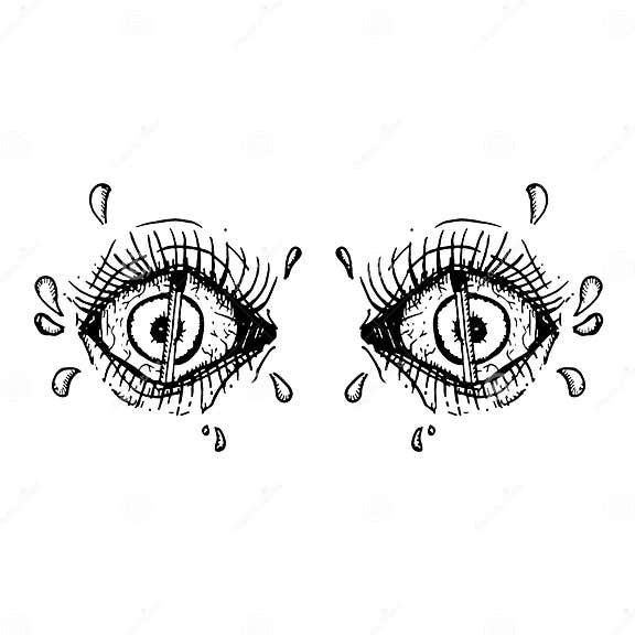 Vector Drawing of the Eyes with Drop Stock Vector - Illustration of ...
