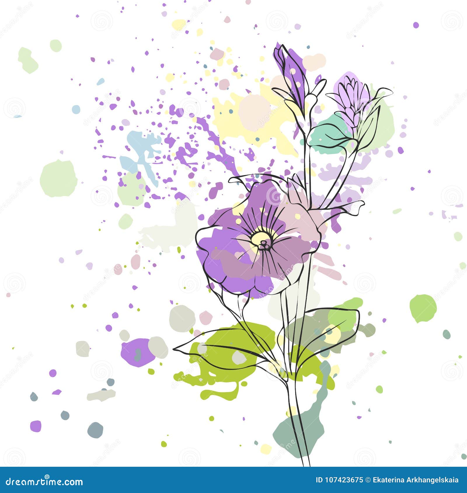 Vector drawing flower stock vector. Illustration of petal - 107423675