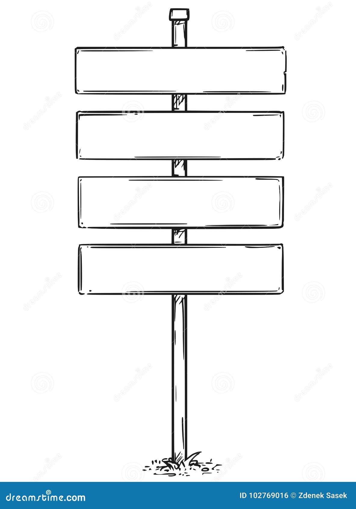 Empty Blank Sign Board Drawing Stock Vector - Illustration of black ...