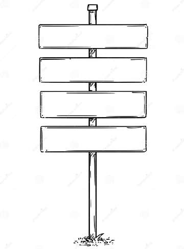Empty Blank Sign Board Drawing Stock Vector - Illustration of black ...