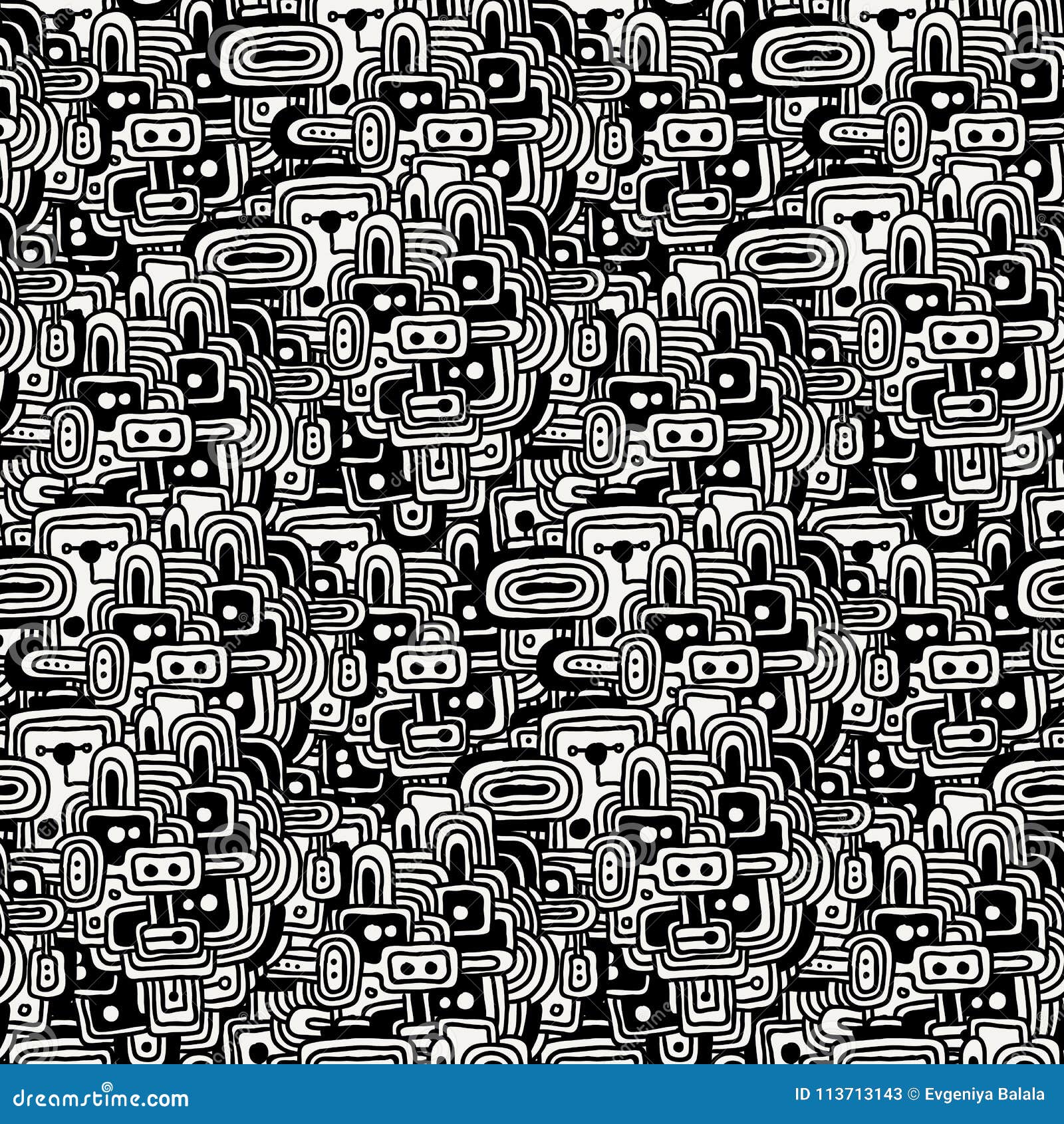 Vector Drawing Halftone Seamless Pattern. Stock Vector - Illustration ...