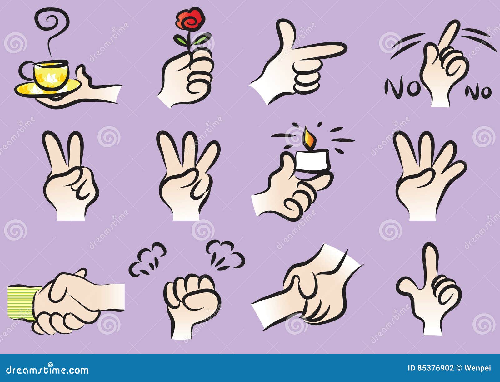 Hand Action Drawing, Hand Signals Vector | CartoonDealer.com #182257560