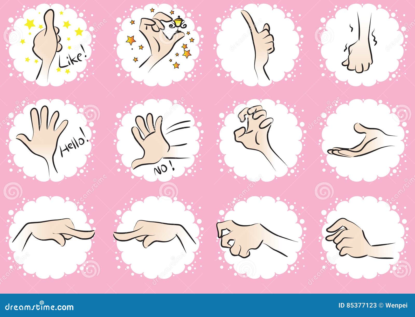 Hand Action Drawing, Hand Signals Vector | CartoonDealer.com #182257557