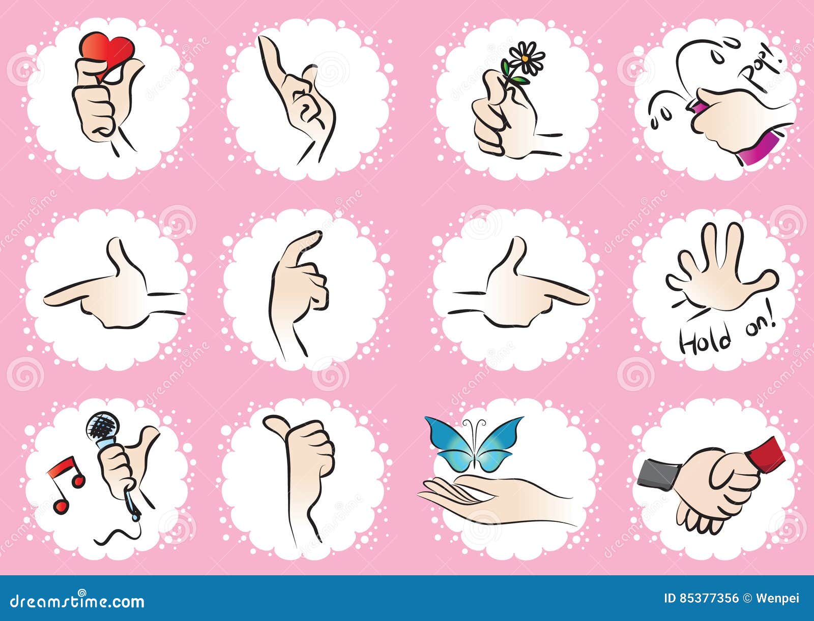 Vector Drawing Hand Action Set Stock Illustration - Illustration of ...