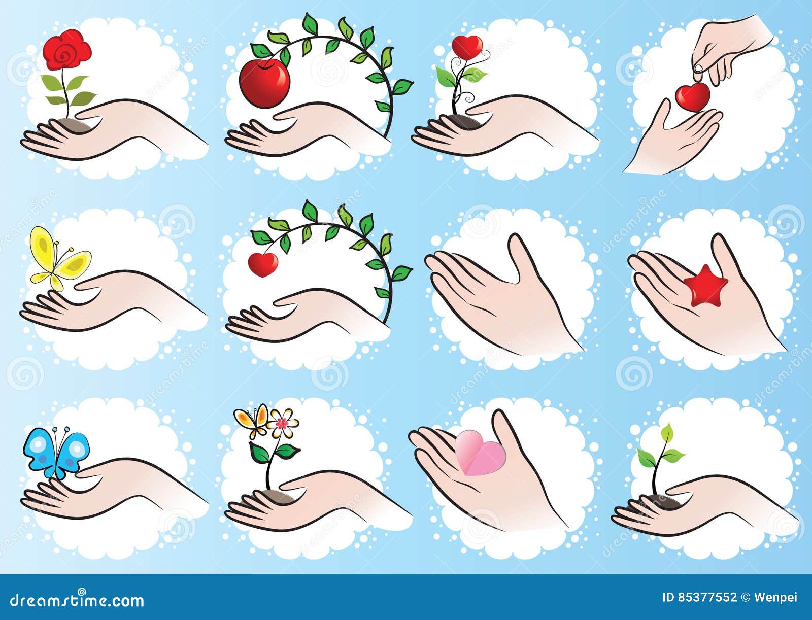 Vector Drawing Hand Action Set Stock Illustration - Illustration of ...