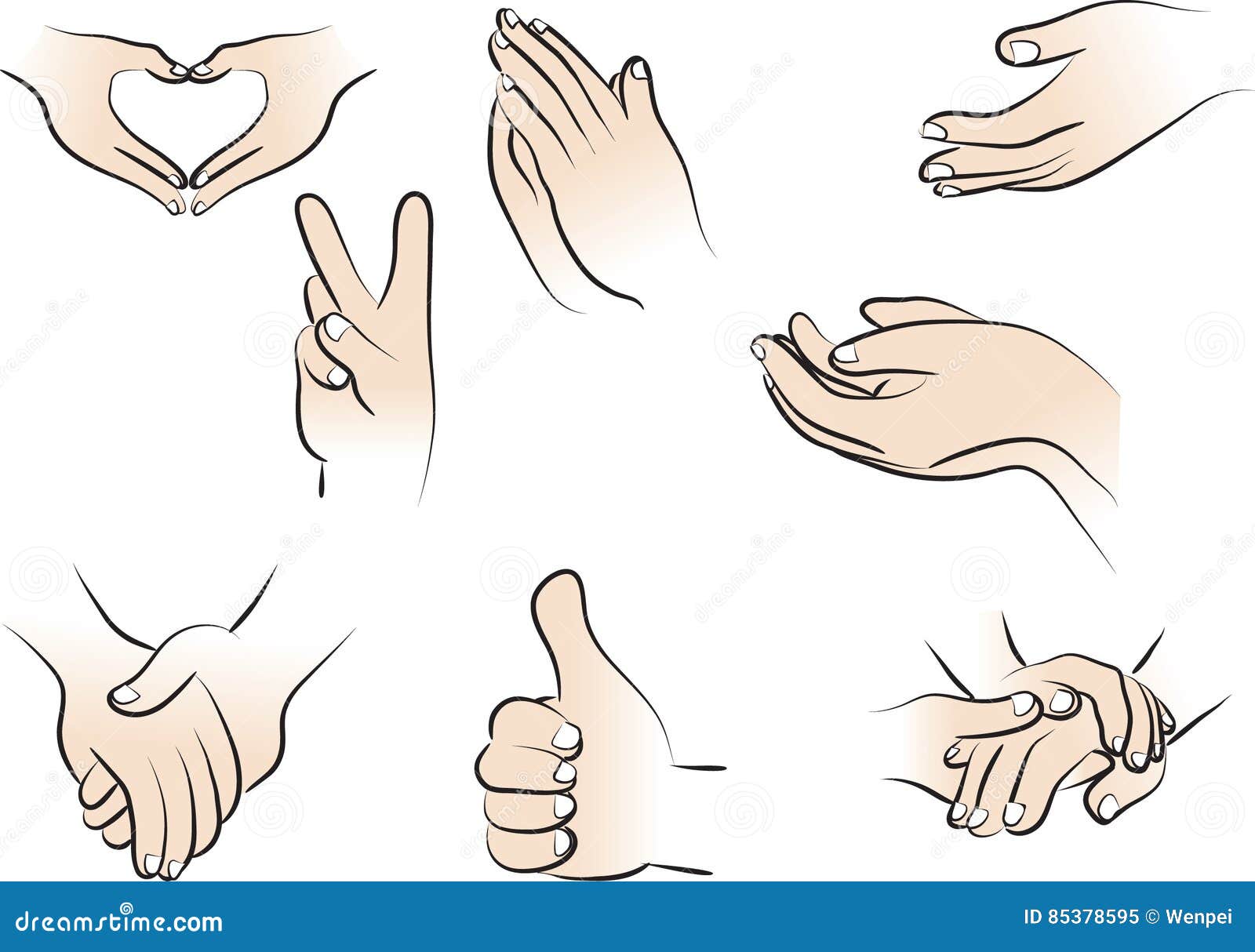 Hand Action Drawing, Hand Signals Vector | CartoonDealer.com #182310220