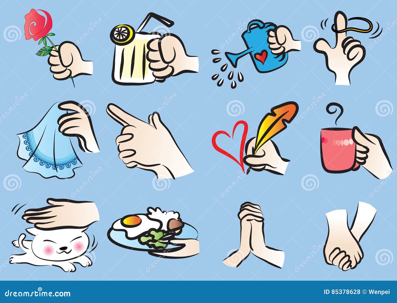 Hand Action Drawing, Hand Signals Vector | CartoonDealer.com #182257567