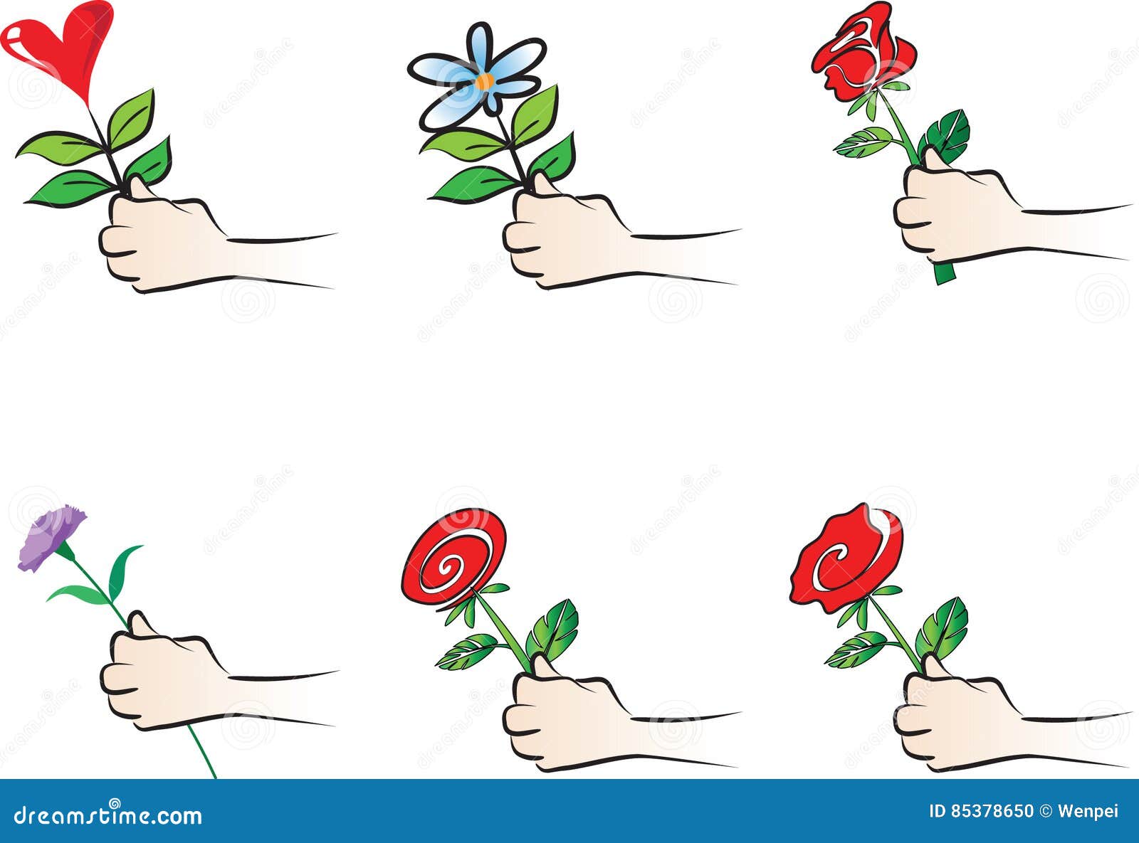 Vector Drawing Hand Action Set Stock Illustration - Illustration of ...