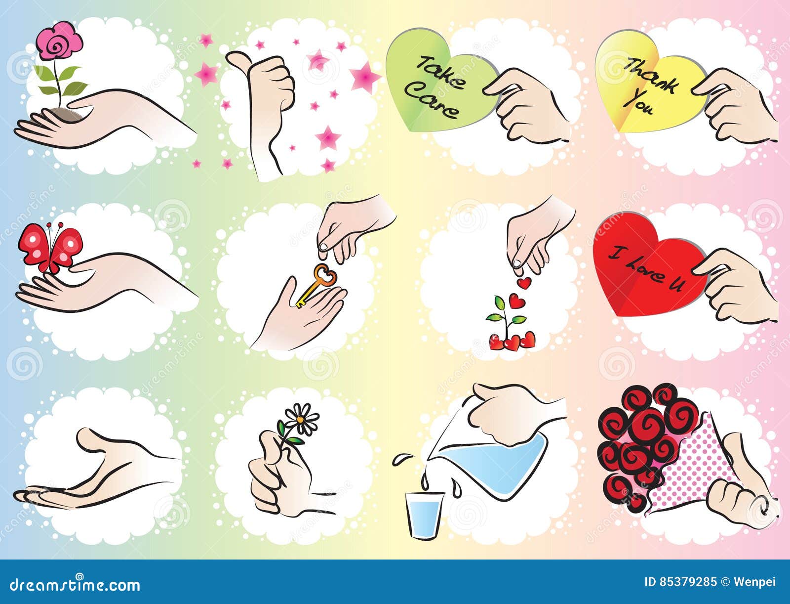 Vector Drawing Hand Action Set Stock Vector - Illustration of hand ...