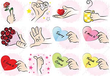 Vector Drawing Hand Action Set Stock Illustration - Illustration of ...