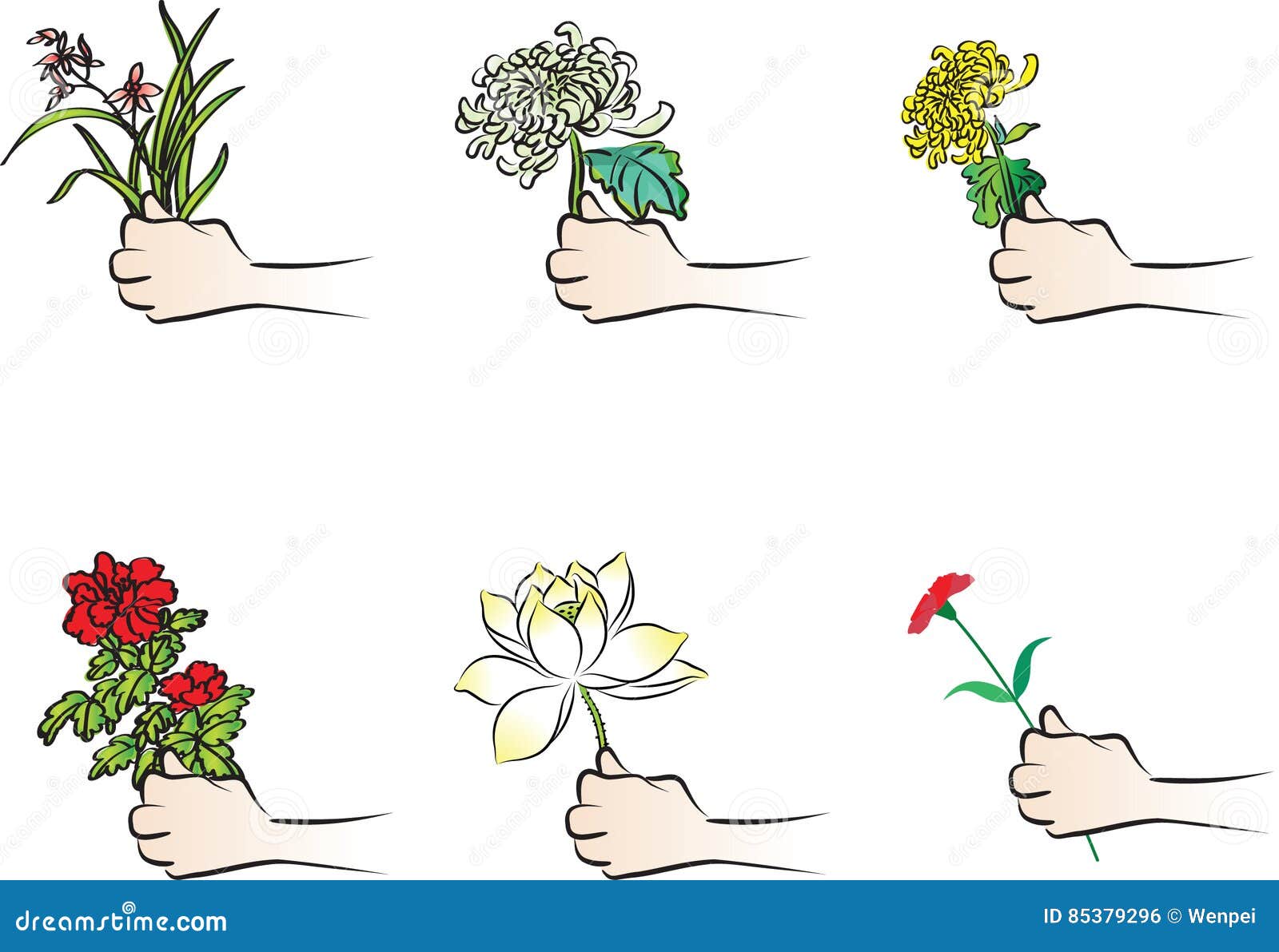 Vector Drawing Hand Action Set Stock Illustration - Illustration of ...