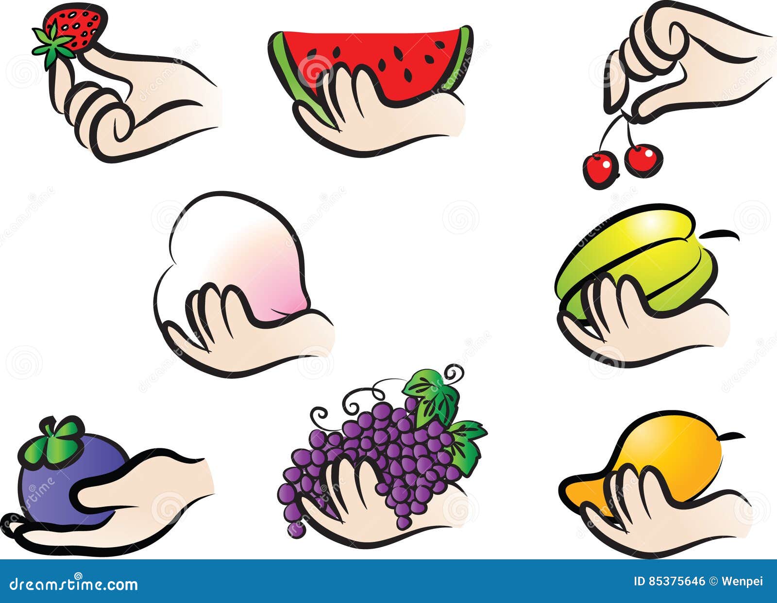 Vector Drawing Hand Holding Fruits Stock Vector - Illustration of kiwi ...