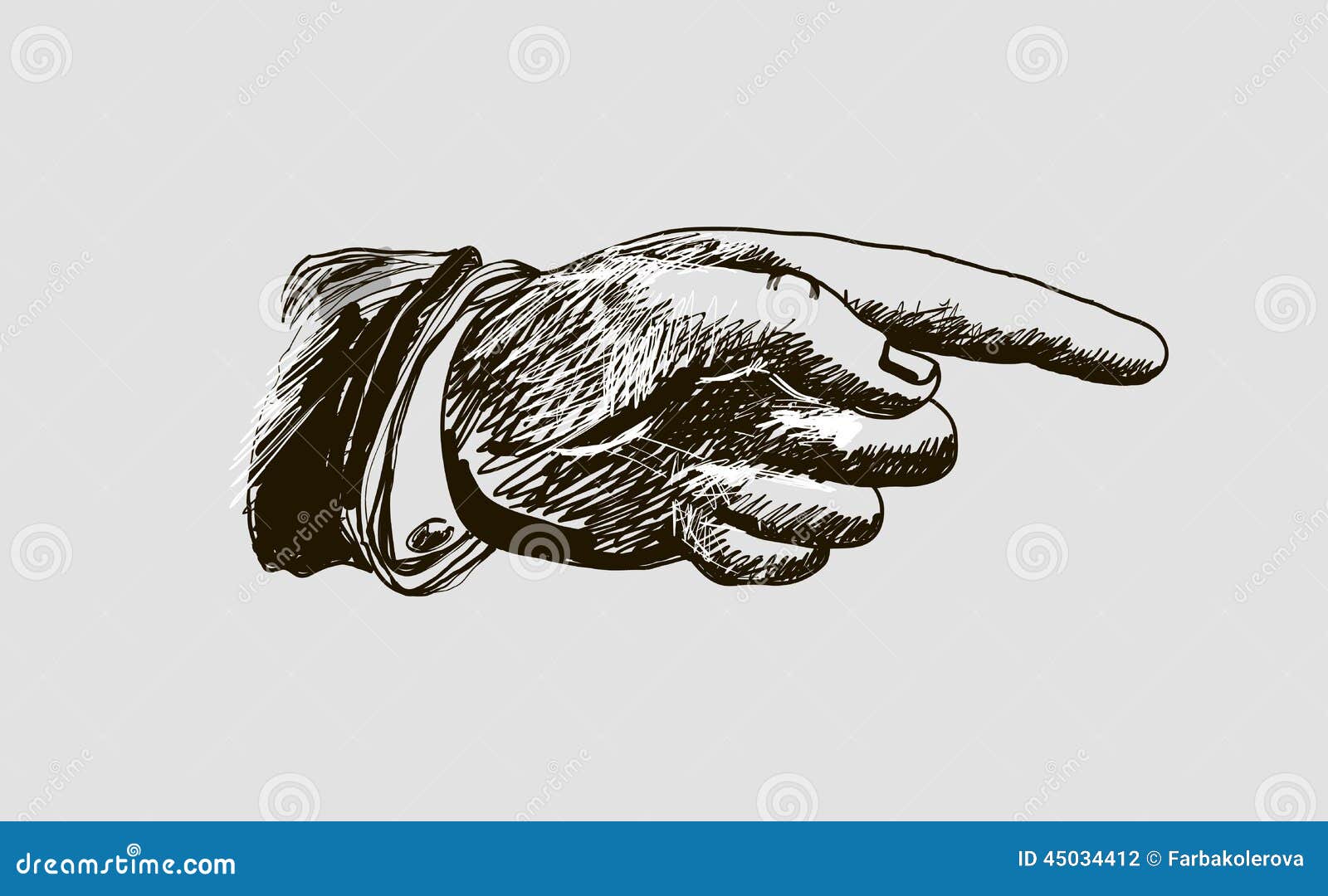 Vector Drawing Hand with the Index Finger Stock Illustration ...