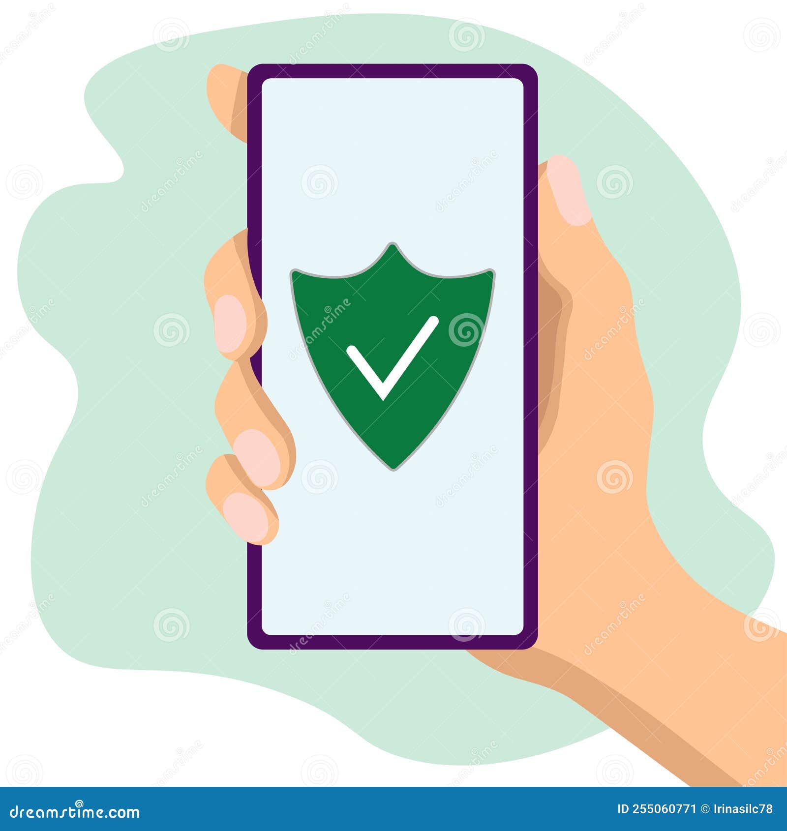 Antivirus Software in the Phone Stock Vector - Illustration of hold ...