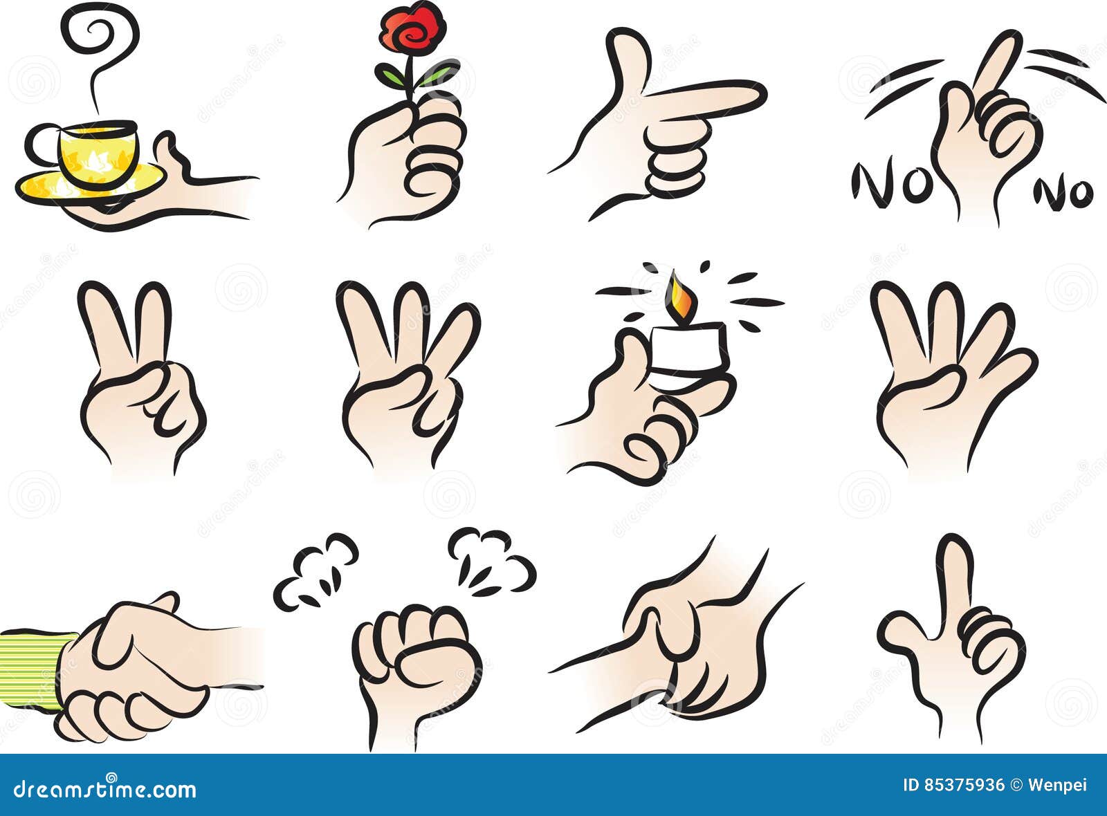 Vector drawing hand set stock illustration. Illustration of good - 85375936