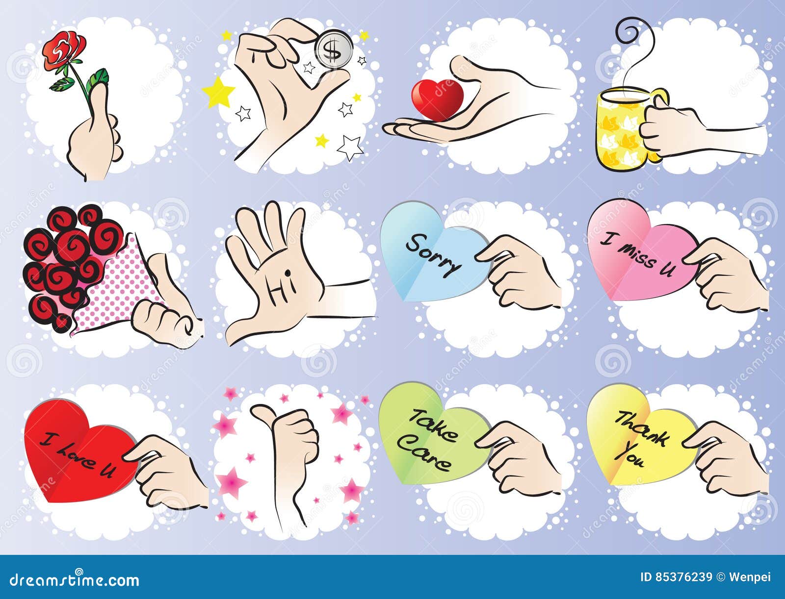 Vector drawing hand set stock vector. Illustration of good - 85376239