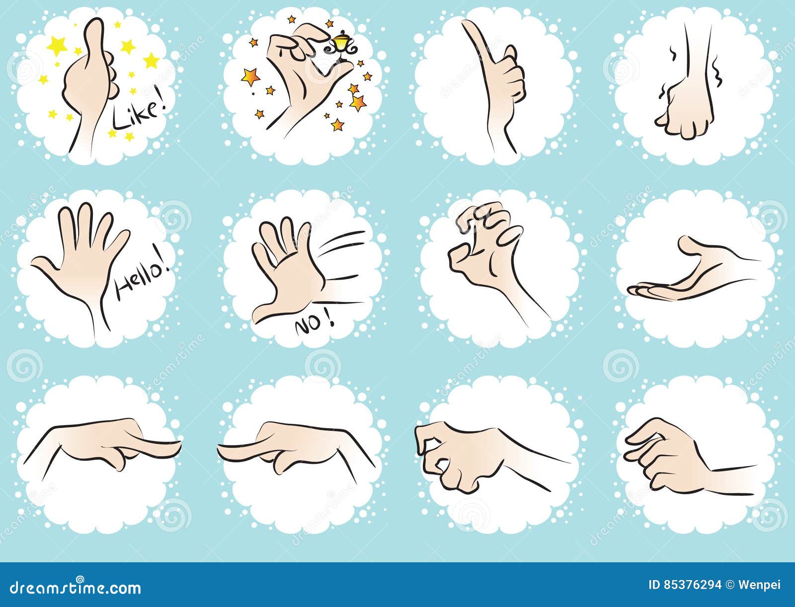 Vector drawing hand set stock vector. Illustration of lines - 85376294