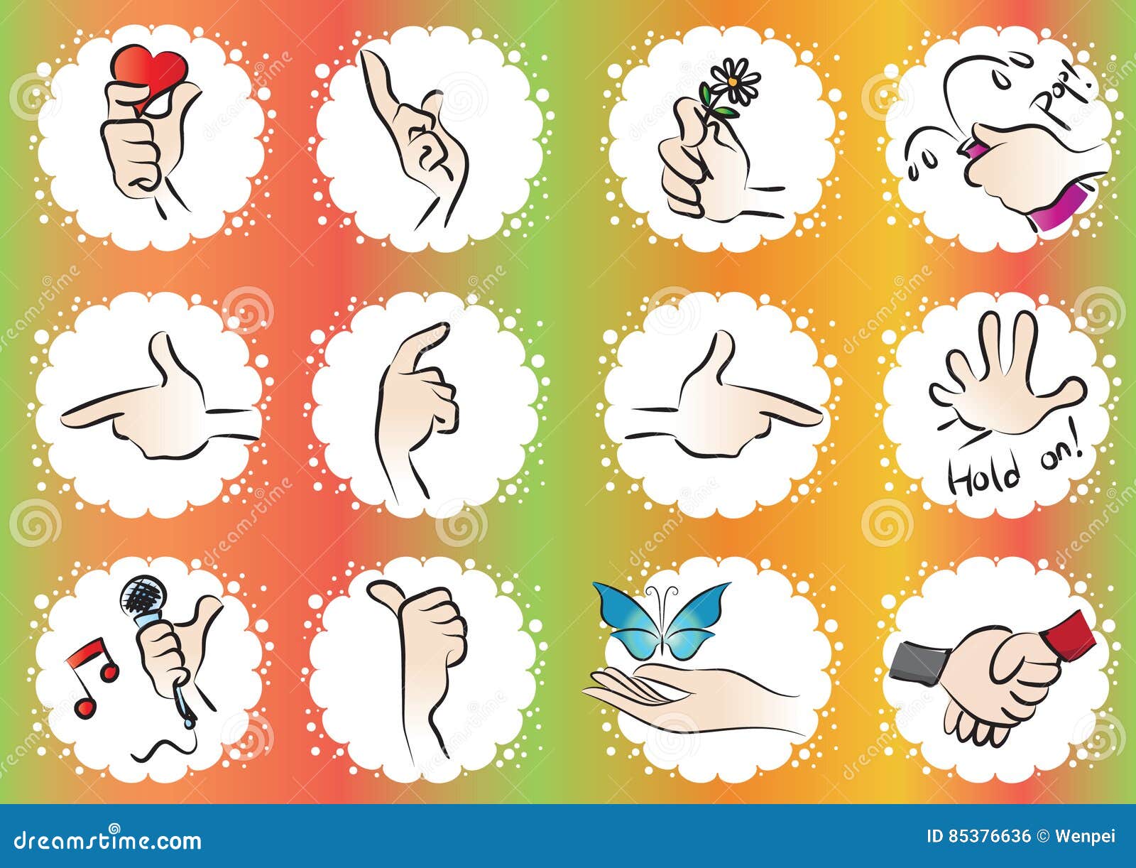 Vector drawing hand set stock illustration. Illustration of good - 85376636