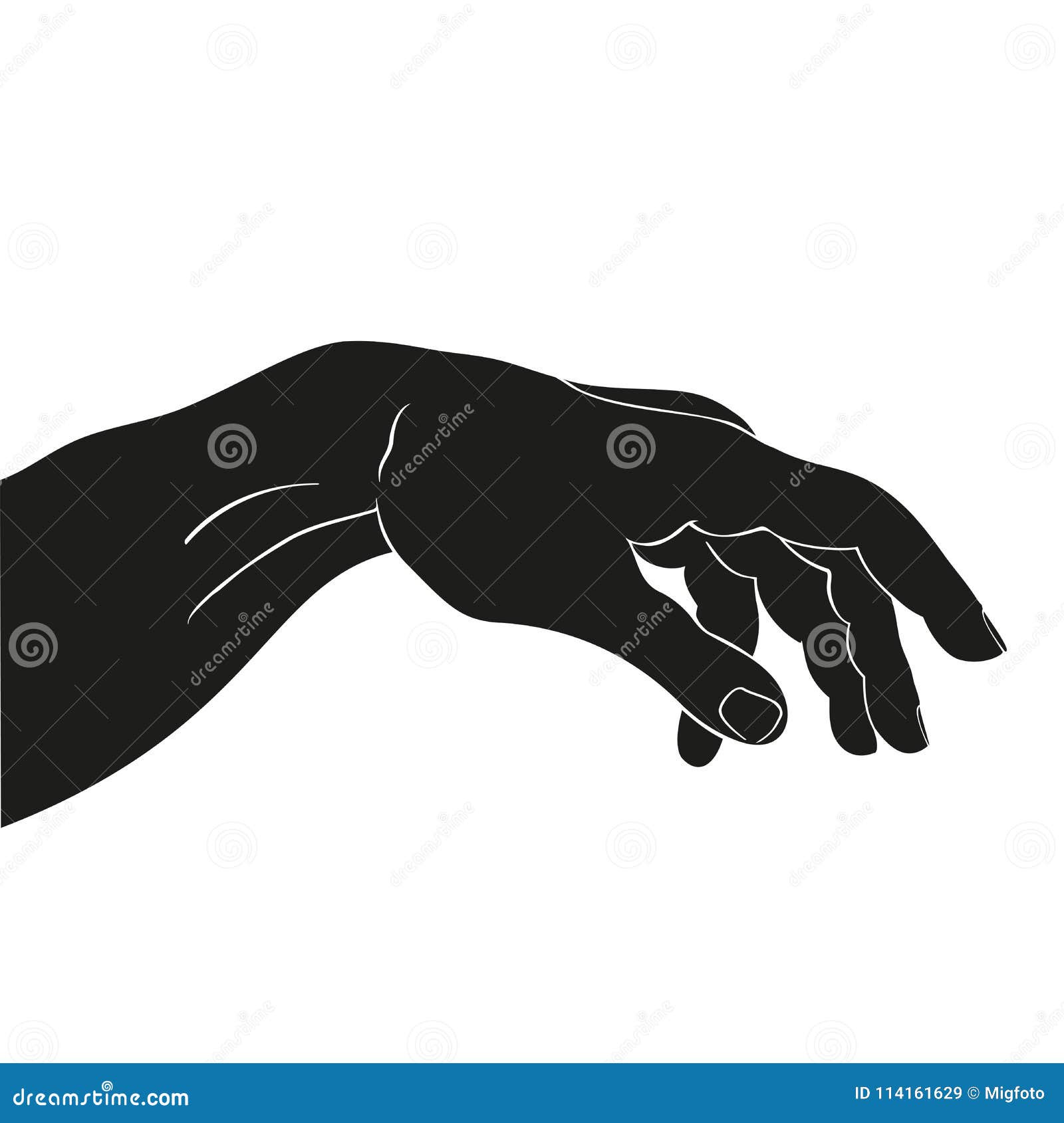 Hand on a White Background. Stock Vector - Illustration of grace ...