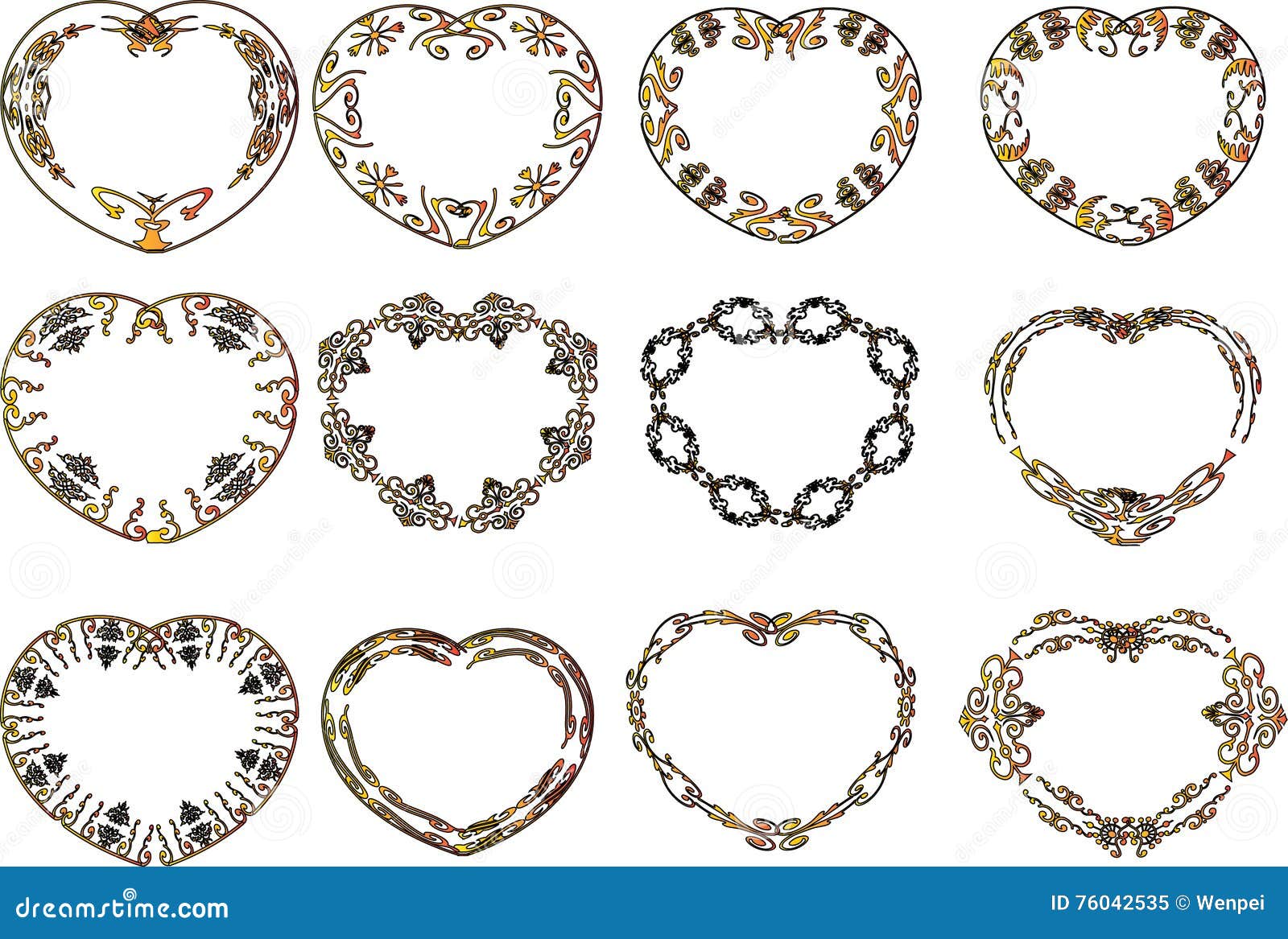 Vector Drawing Heart Shape Border Stock Vector - Illustration of ...