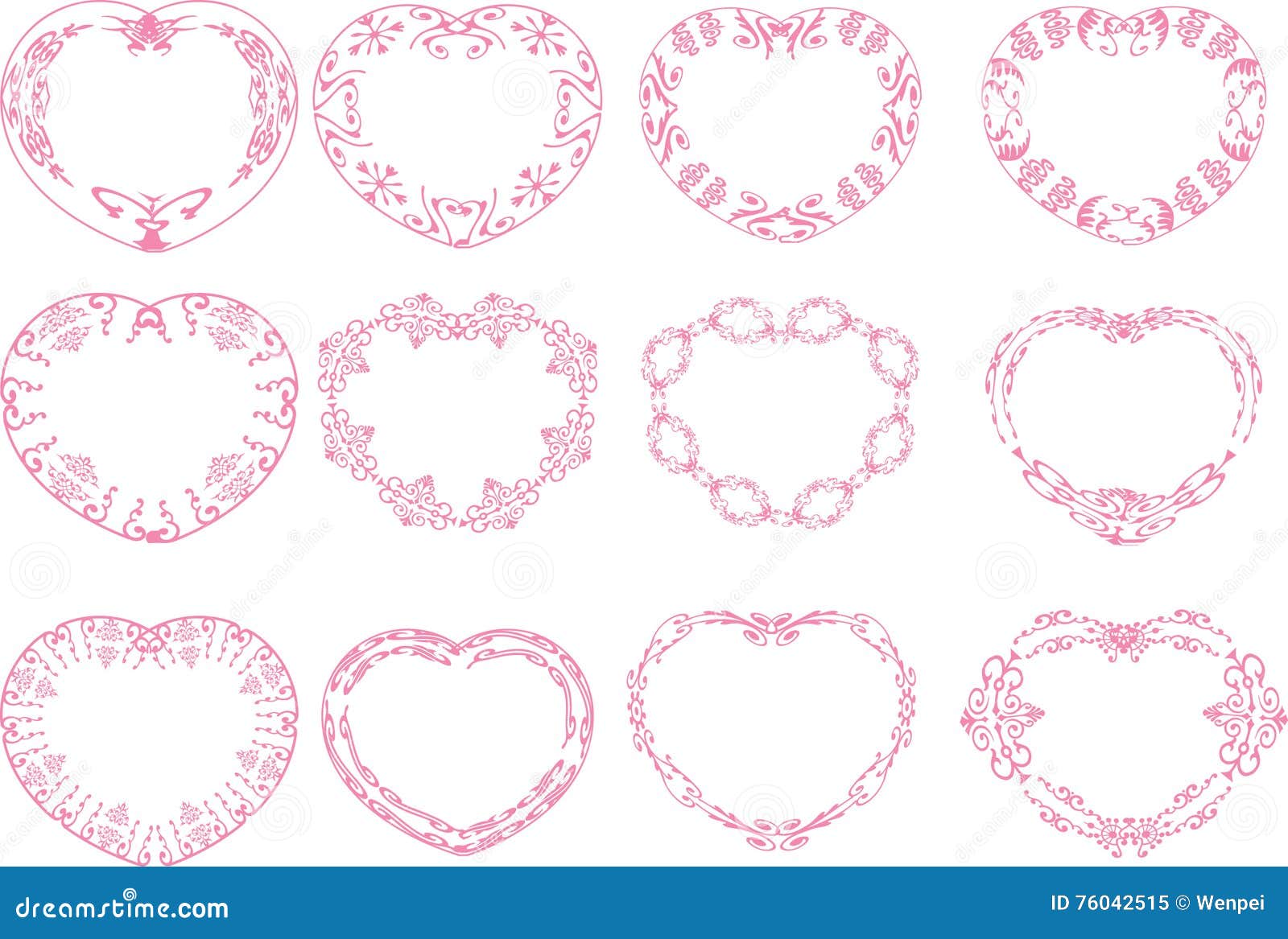 Vector Drawing Heart Shape Icon Sign Design Set Stock Vector ...