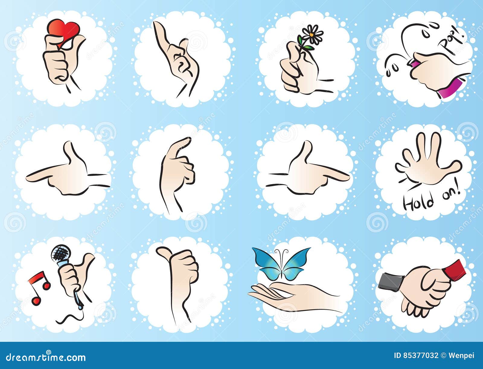 Vector drawing hsnd set stock vector. Illustration of shape - 85377032