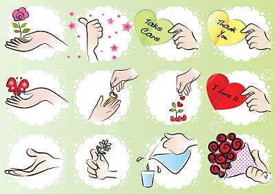 Vector drawing hsnd set stock vector. Illustration of holding - 85377092