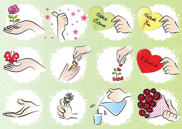 Vector drawing hsnd set stock vector. Illustration of holding - 85377092