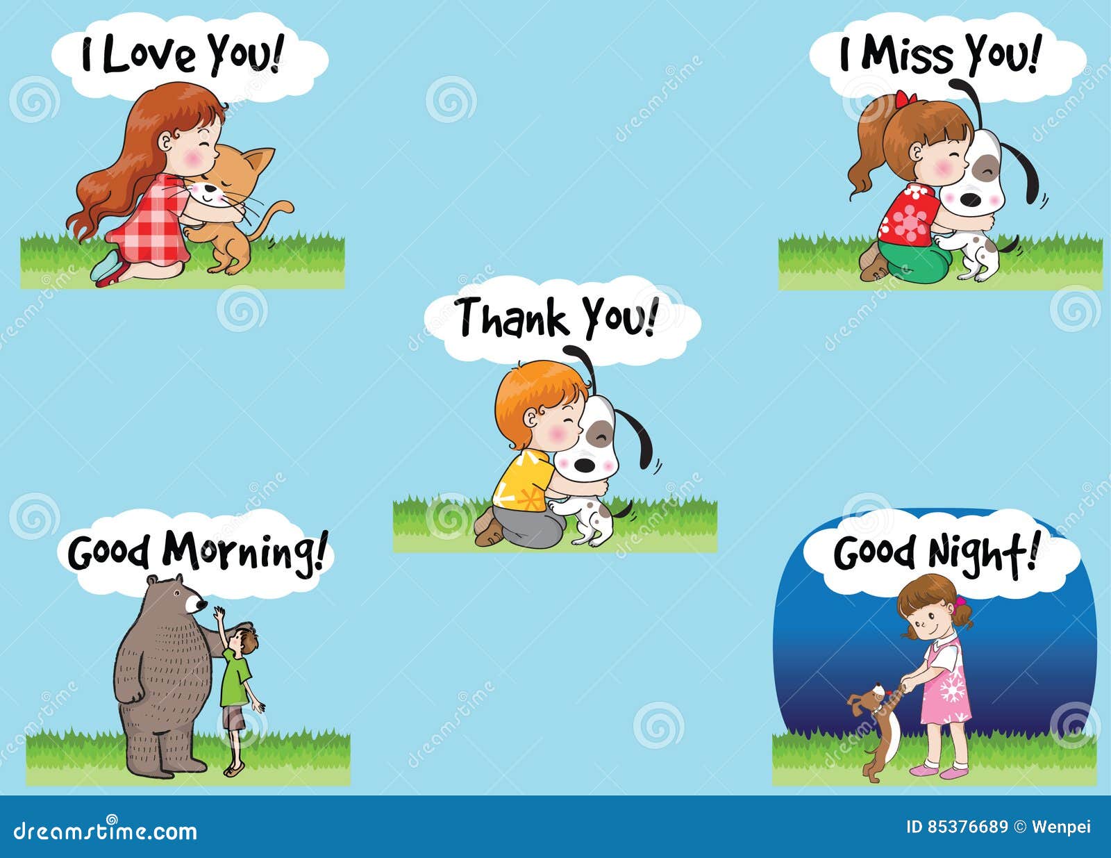 Vector drawing hug my pets stock vector. Illustration of drawing - 85376689