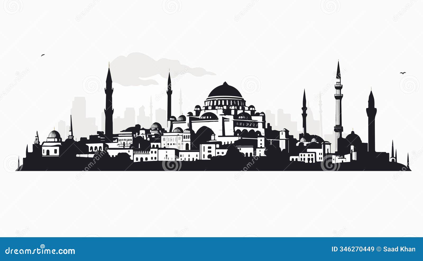 Silhouette of Istanbul Vector Drawing Cartoon Stock Illustration ...