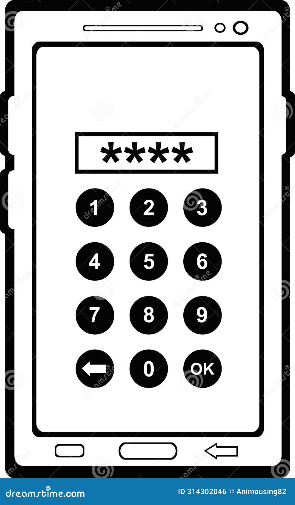 Vector Drawn Illustration Black and White Icon Keyboard Numeric ...