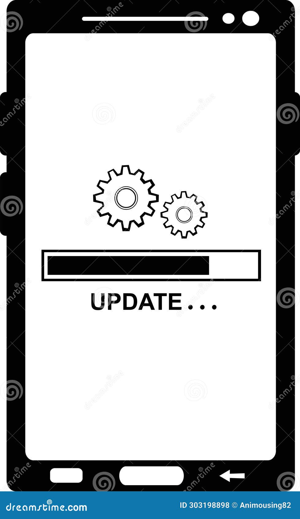 Vector Drawn Illustration Black and White Icon Updating Software ...