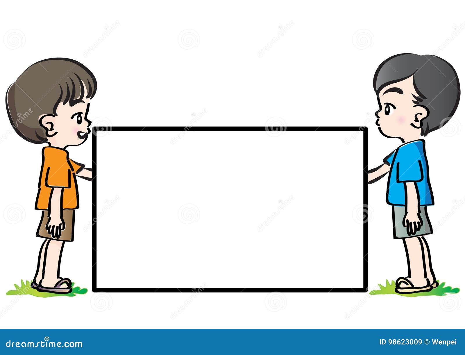Vector Drawing Kids Holding Blank Card Stock Illustration ...