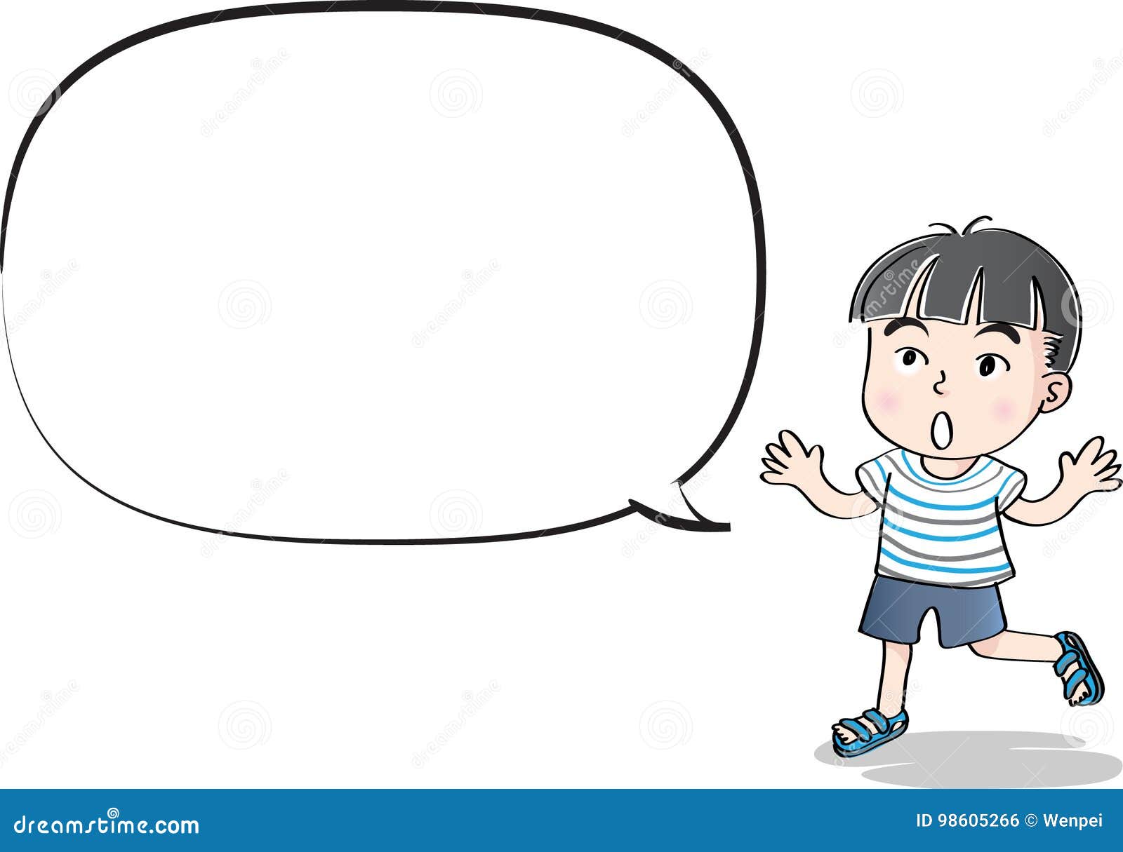 Vector Drawing Kids Talk with Speech Bubble Stock Illustration ...