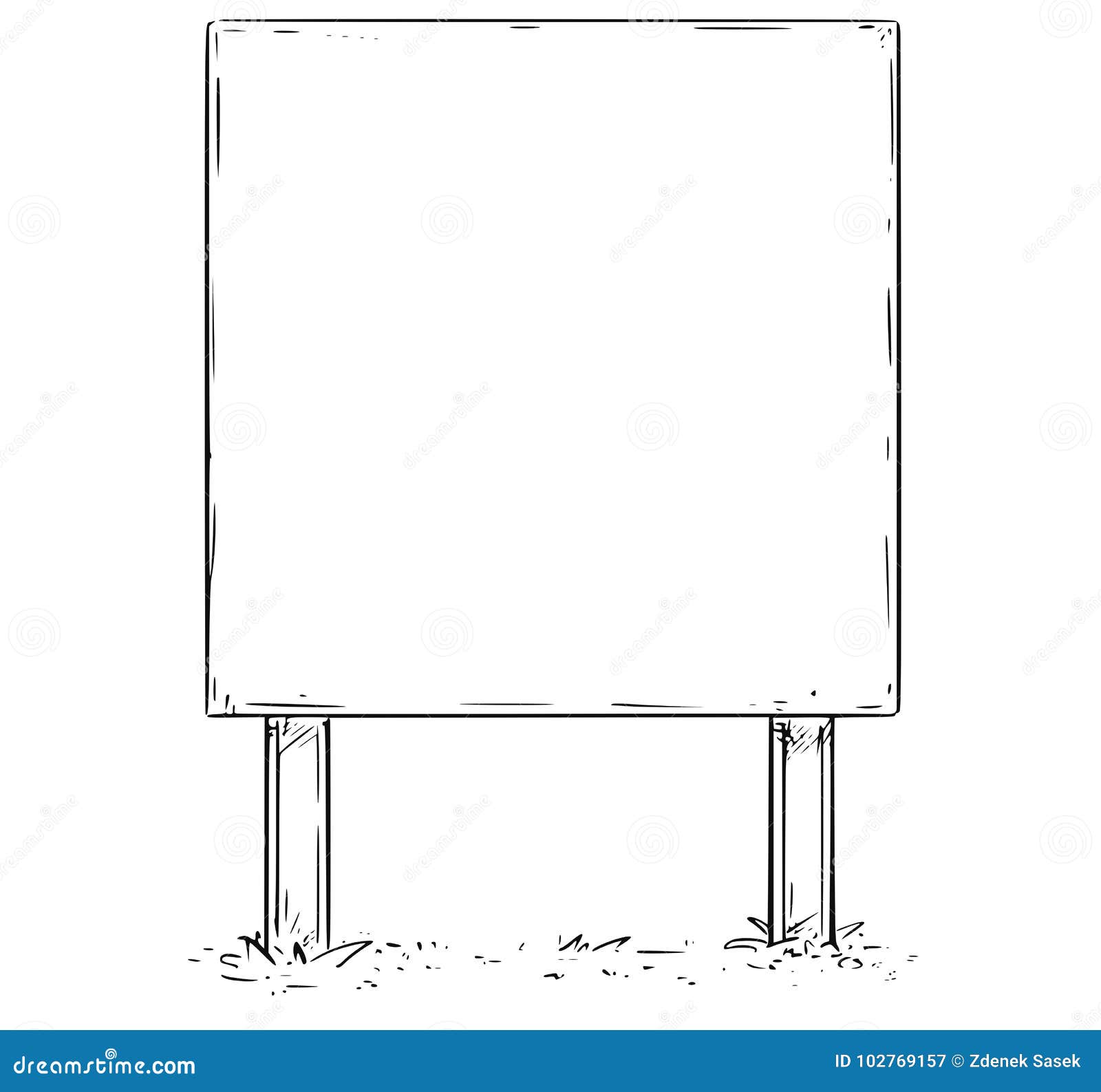 Empty Blank Sign Board Drawing Stock Vector - Illustration of message ...
