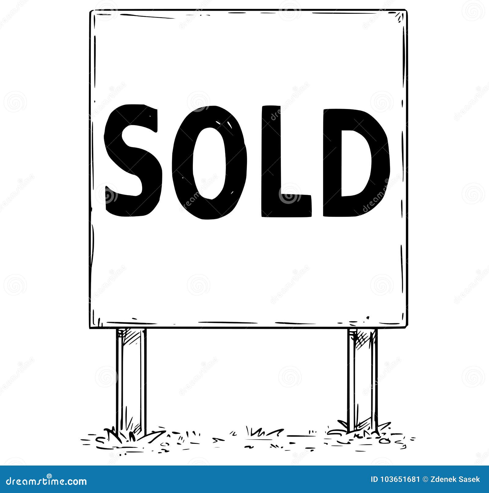 Large Sign Board Drawing With Sold Text Cartoon Vector | CartoonDealer ...