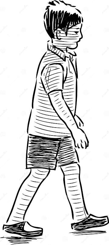Sketch of a Going Little Boy Stock Vector - Illustration of candid ...