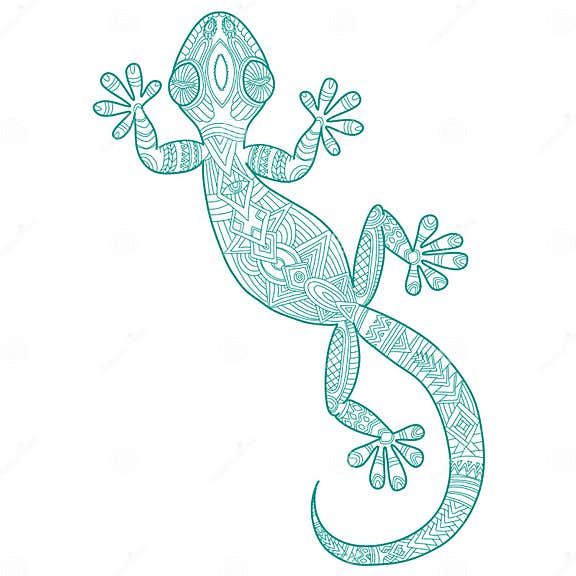 Vector Drawing of a Lizard Gecko with Ethnic Patterns Stock ...