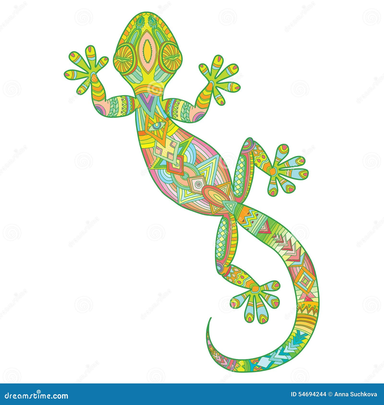 Vector Drawing of a Lizard Gecko with Ethnic Patterns Stock ...